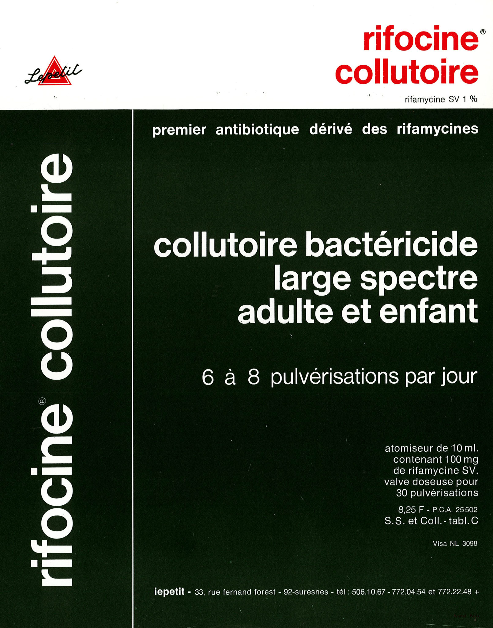 Rifocine® (Rifamycin SV), from Laboratoires Lepetit (Suresnes, F), 1971 ...